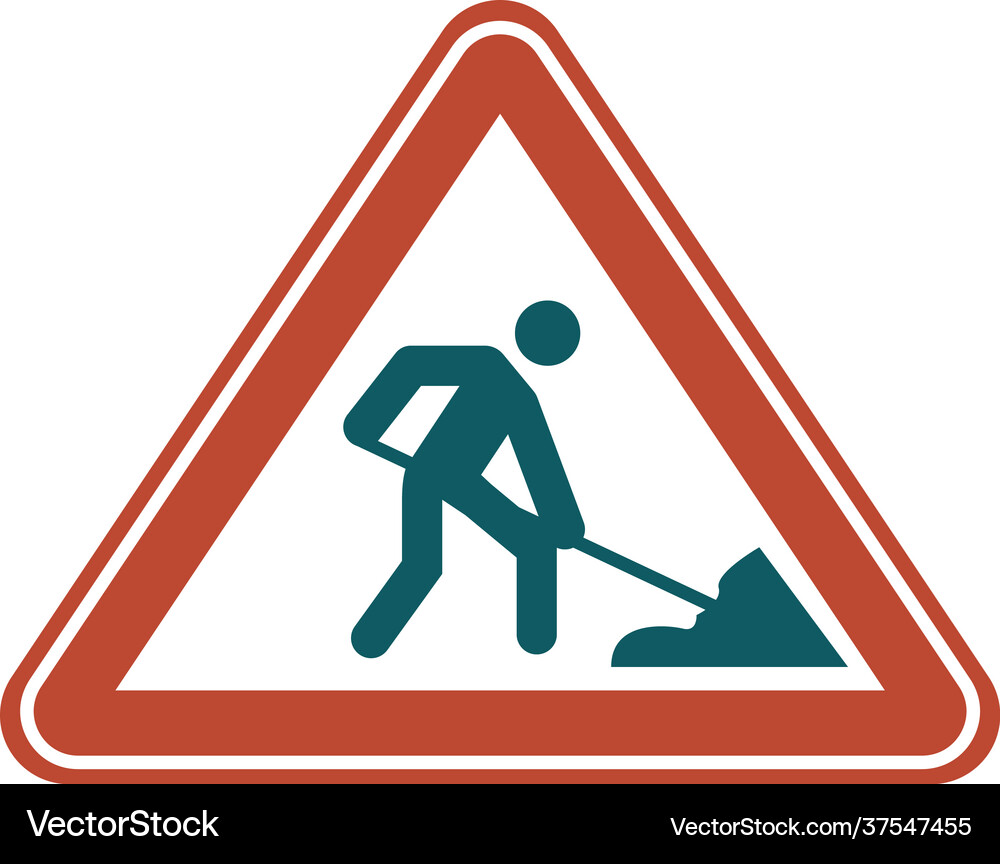Road under construction warning street sign Vector Image