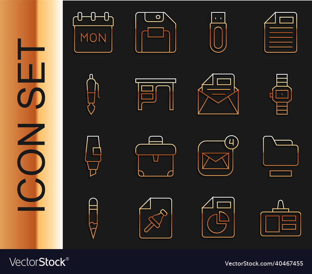 Set line identification badge document folder Vector Image Set line identification badge document folder Vector Image