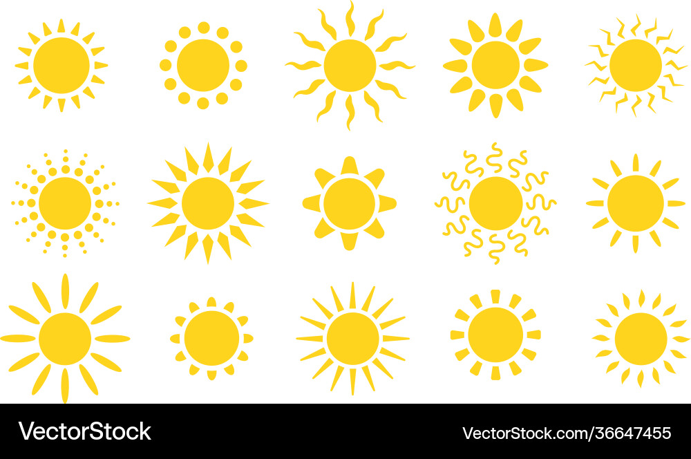 Summer flat sun logo yellow suns circles bright Vector Image
