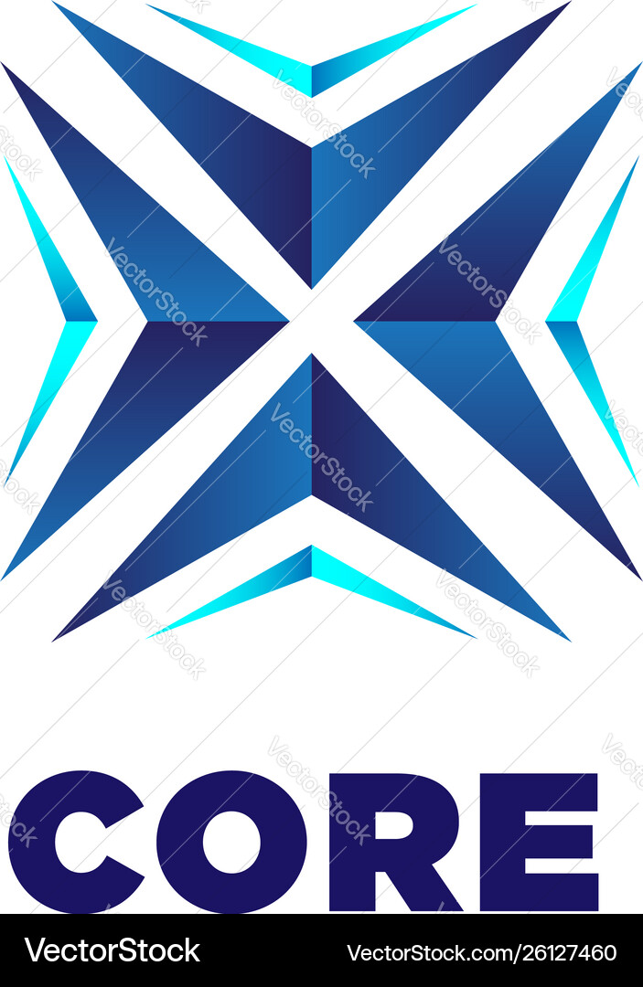 Abstract blue core arrow business technology logo Vector Image