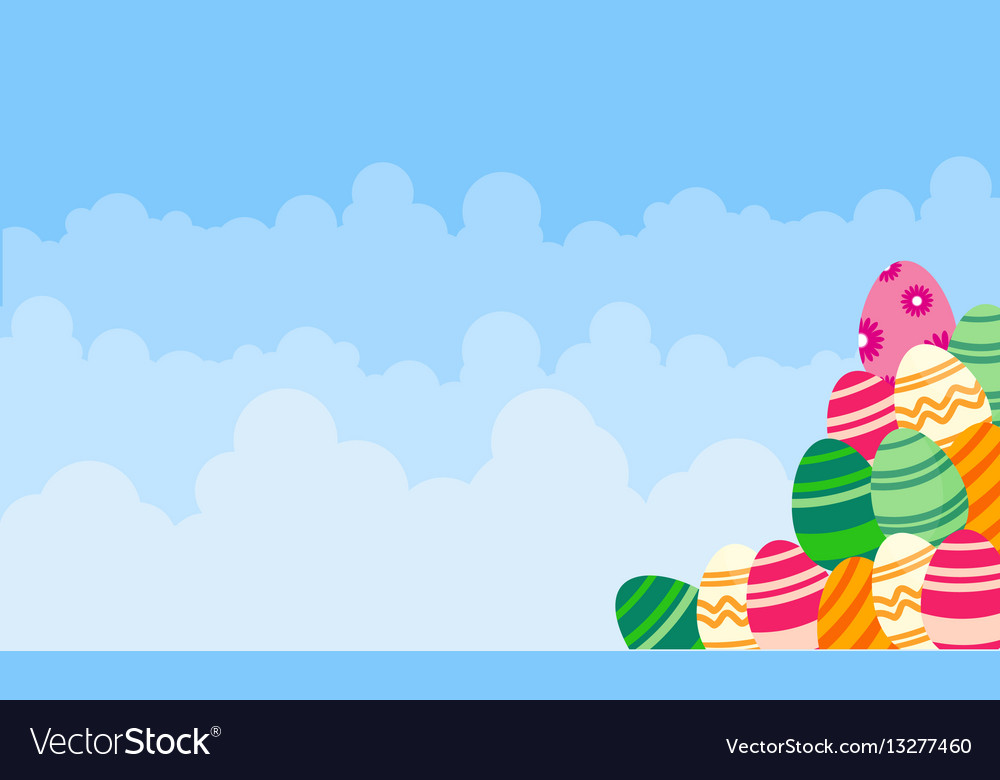 Background easter egg and cloud landscape Vector Image