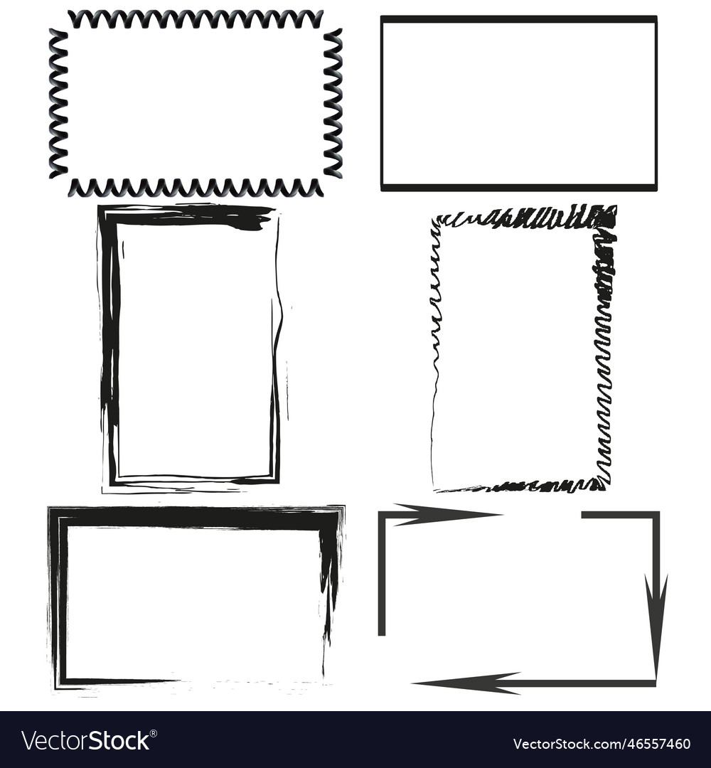 Brush rectangles frames brush texture Royalty Free Vector