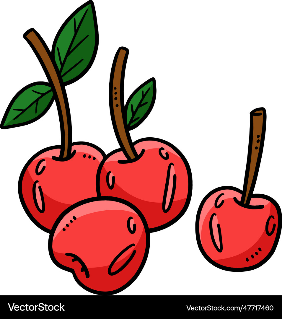 Cherry fruit cartoon colored clipart Royalty Free Vector