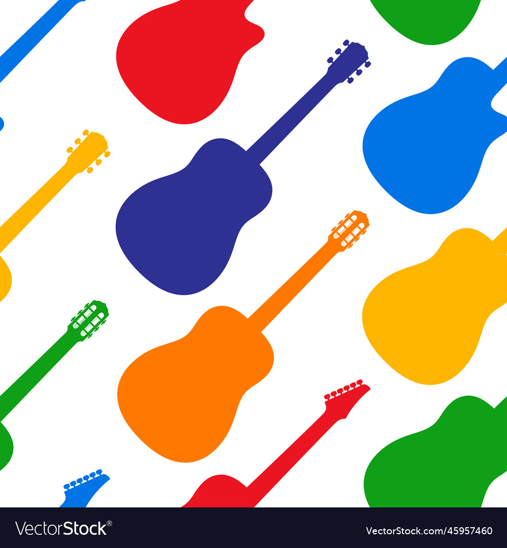 Different style colorful guitars seamless Vector Image