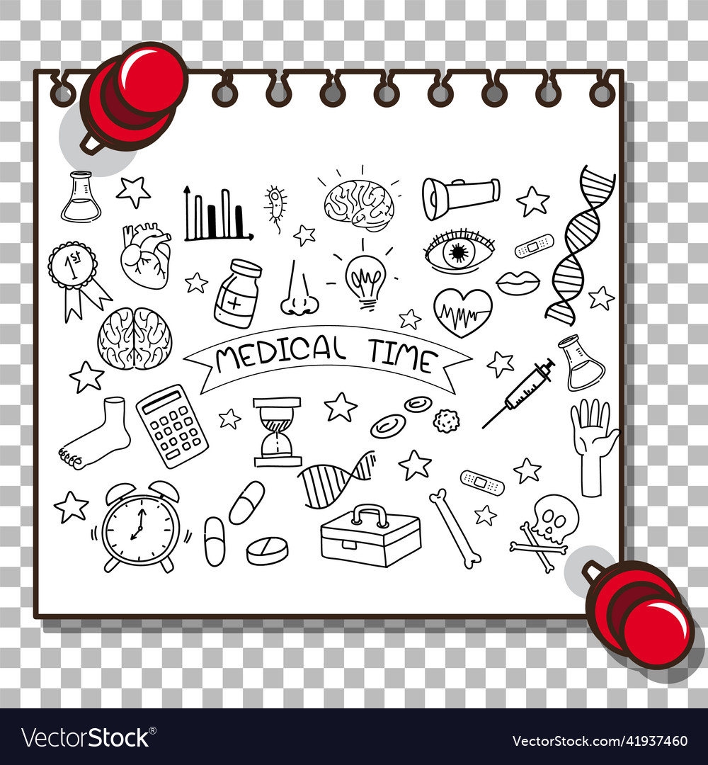 Hand drawn doodle of medical icons Royalty Free Vector Image