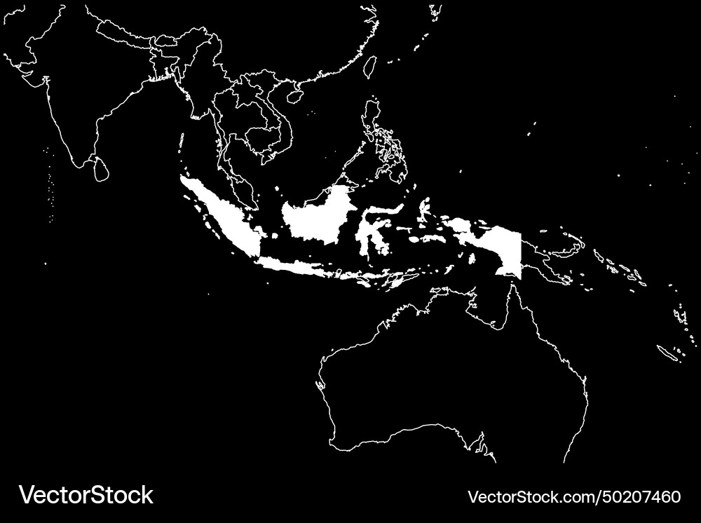Indonesia map asia black background Royalty Free Vector