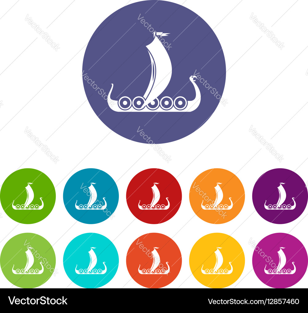 Medieval boat set icons Royalty Free Vector Image