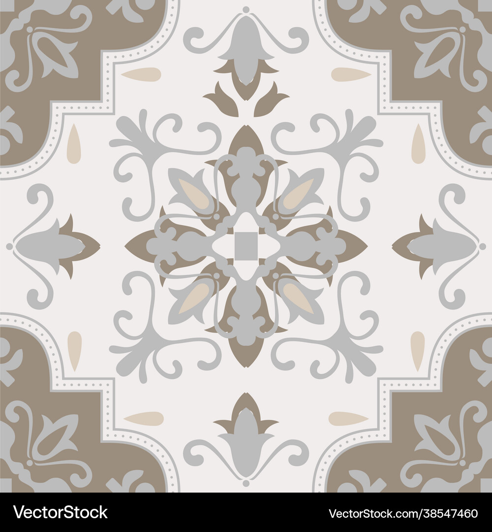 Neutral beige spanish tile - ornamental Royalty Free Vector