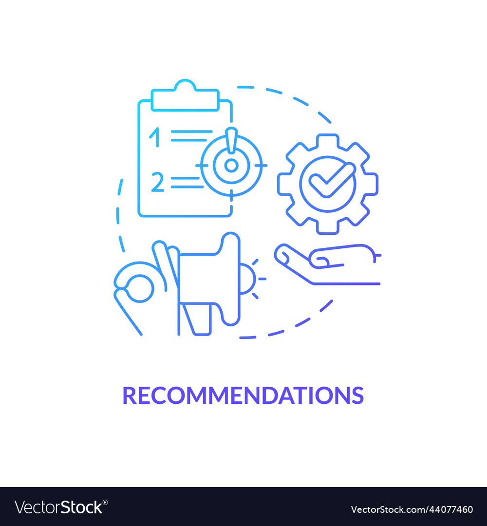 Recommendations blue gradient concept icon Vector Image