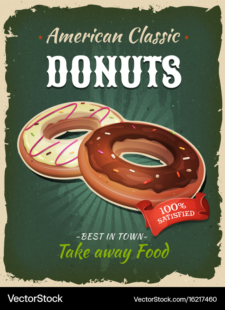 Retro fast food donuts poster Royalty Free Vector Image
