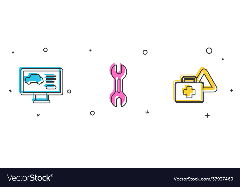 Set diagnostics condition car wrench spanner Vector Image Set diagnostics condition car wrench spanner Vector Image