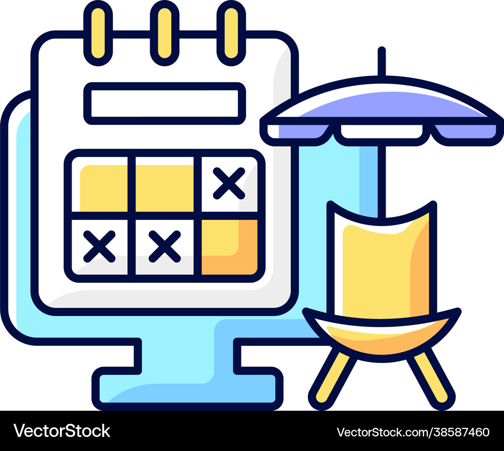 Tracking vacation time rgb color icon Royalty Free Vector