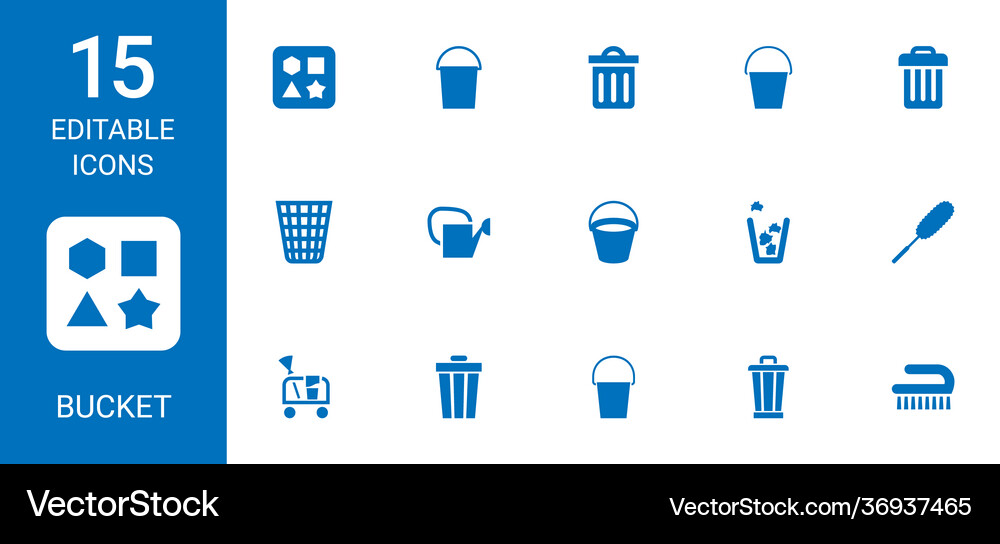 15 bucket icons Royalty Free Vector Image - VectorStock
