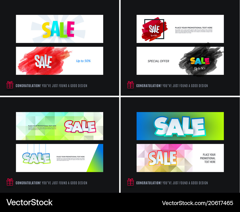 Abstract set of modern horizontal website Vector Image