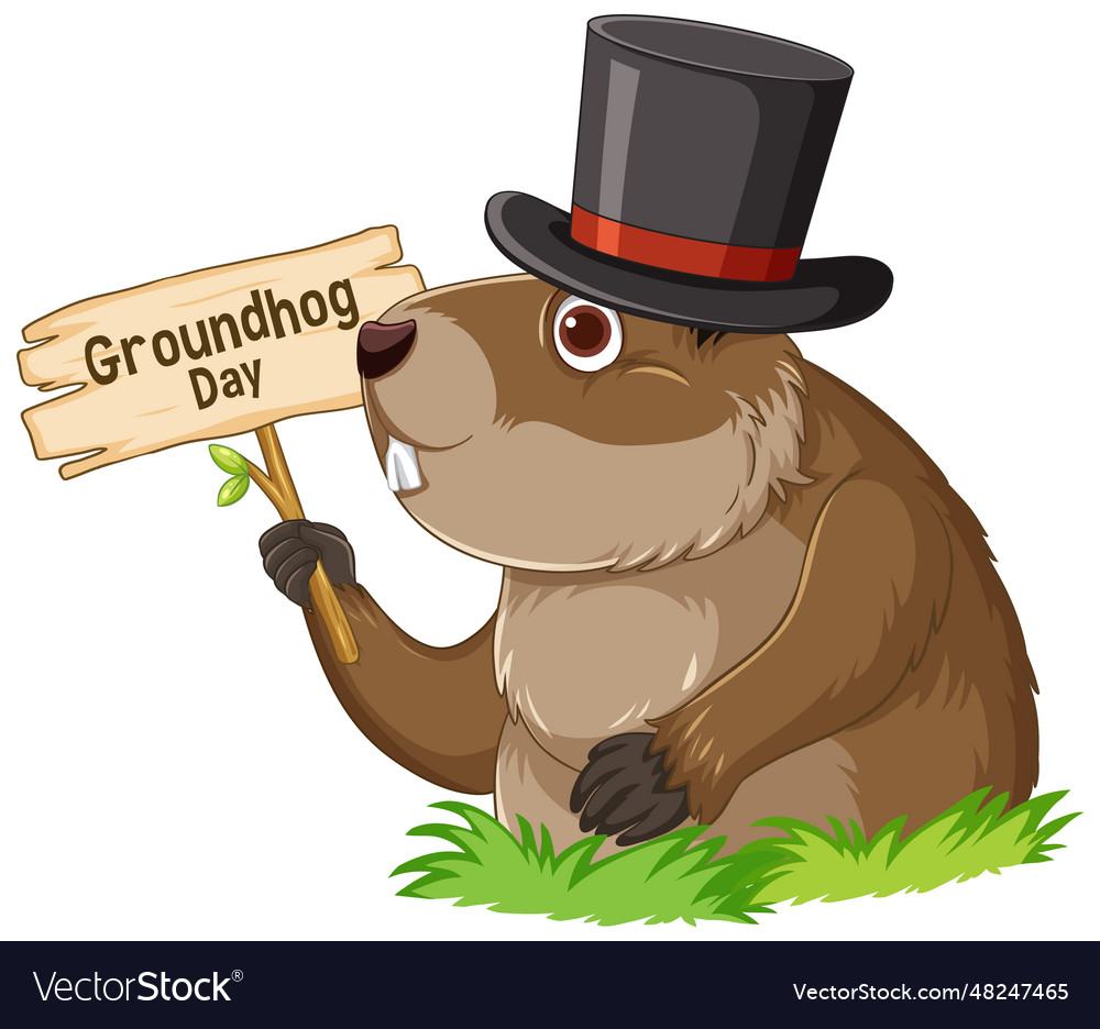 Adorable groundhog cartoon with groundhog day Vector Image