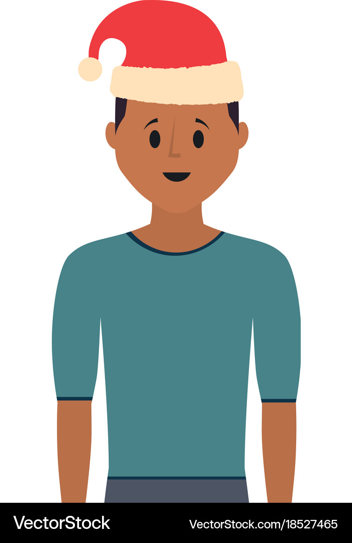 Cartoon man with christmas hat icon Royalty Free Vector