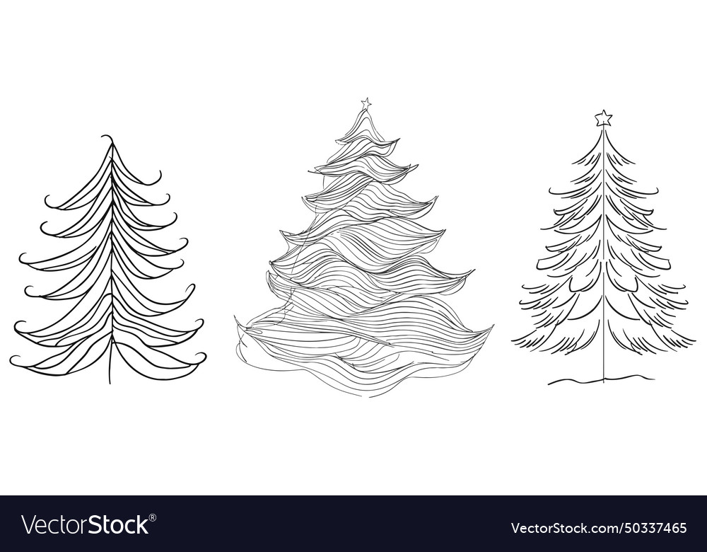 Christmas pine fir tree continuous one line Vector Image