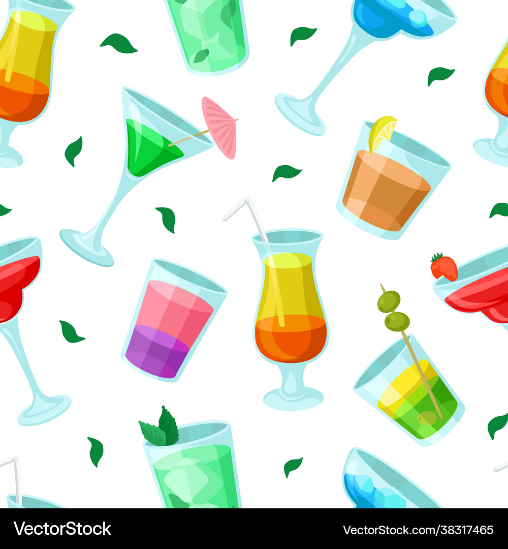 Cocktail bar with drink and beverage poured Vector Image