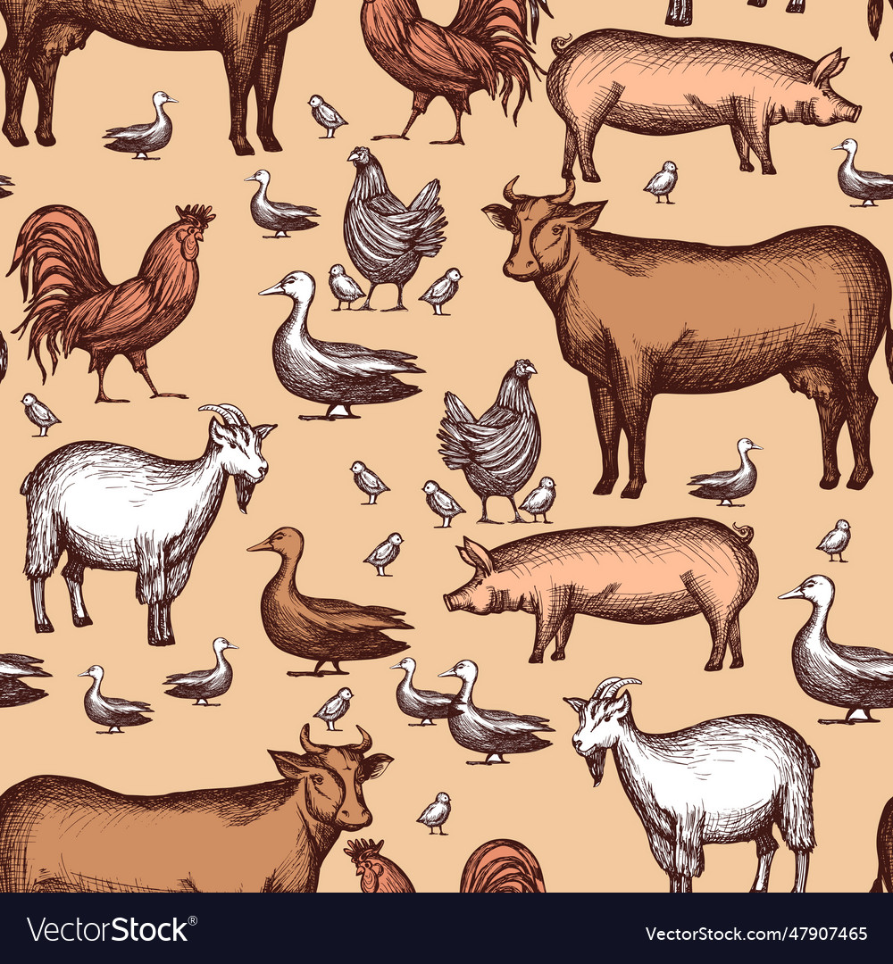 Farm Seamless Pattern Seamless Pattern Royalty Free Vector