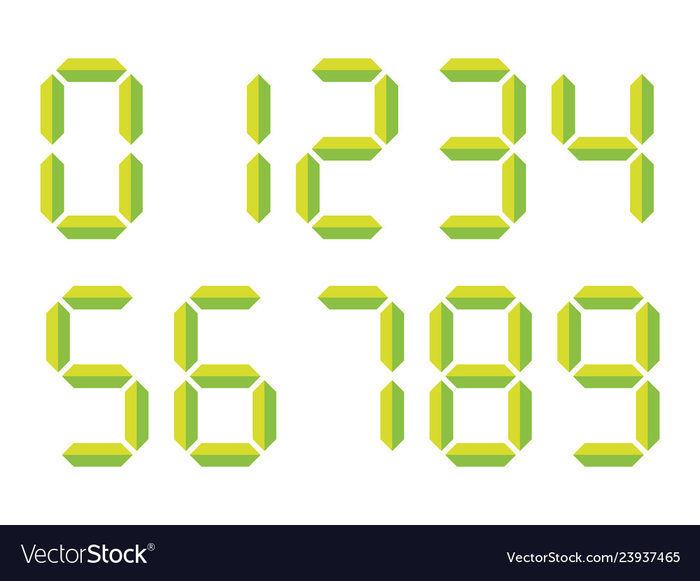 Green digital numbers seven-segment Royalty Free Vector