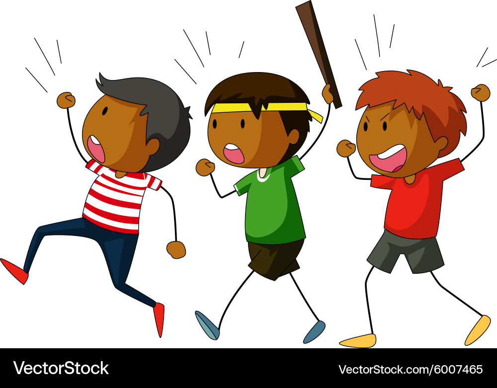 Group of boys on strike Royalty Free Vector Image