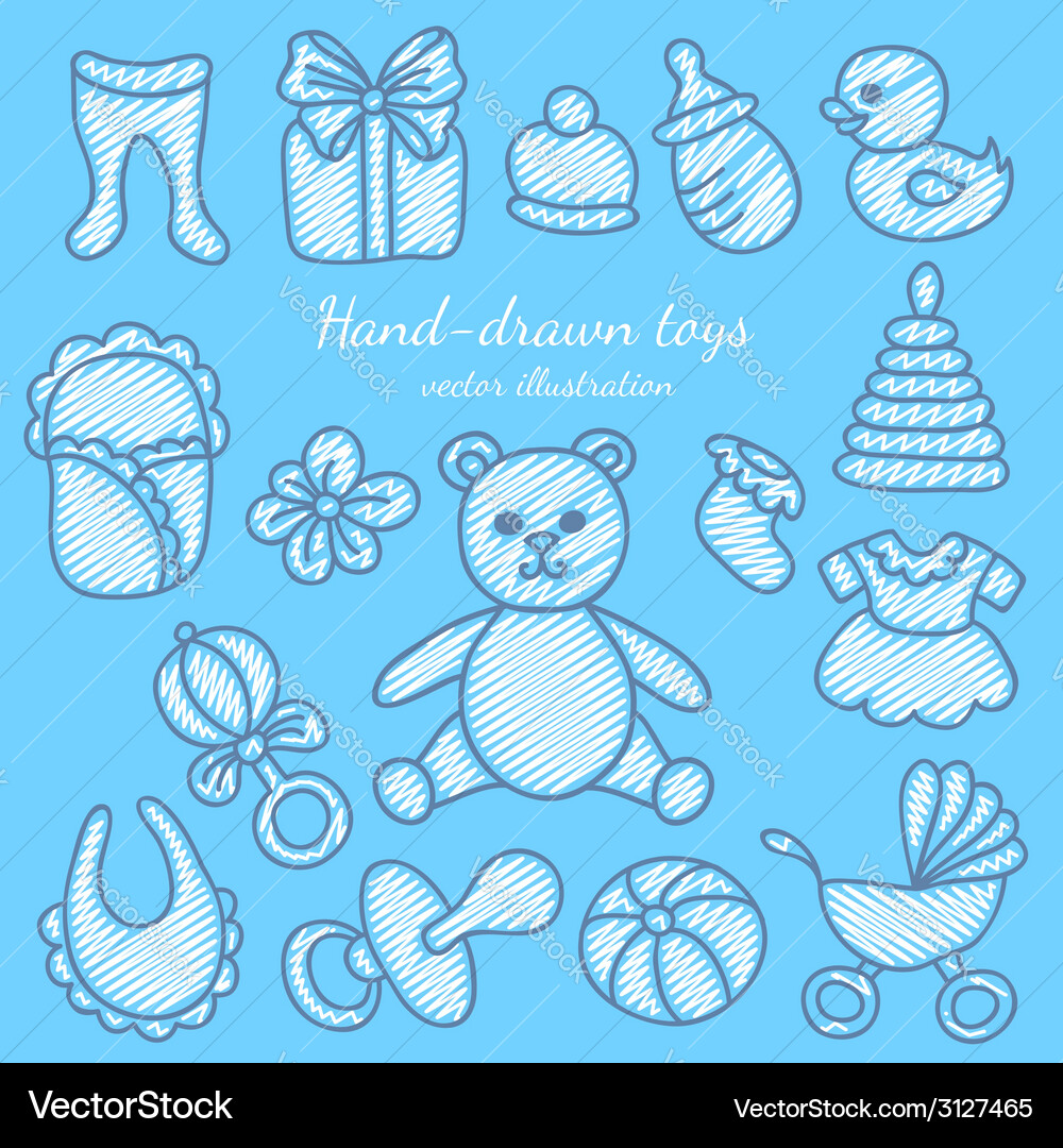 Hand-drawn baby icons set Royalty Free Vector Image