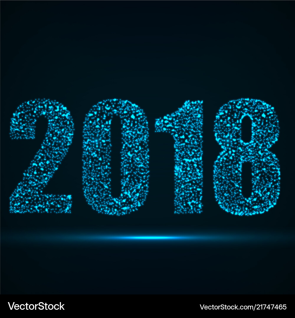 Happy new year 2018 text design with particles Vector Image