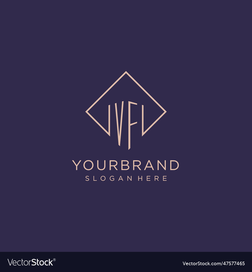 Initials vf logo monogram with rectangle style Vector Image