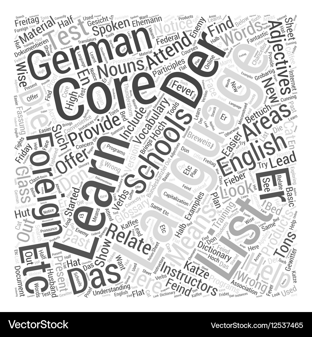 Present and Past German Participles in Foreign Vector Image