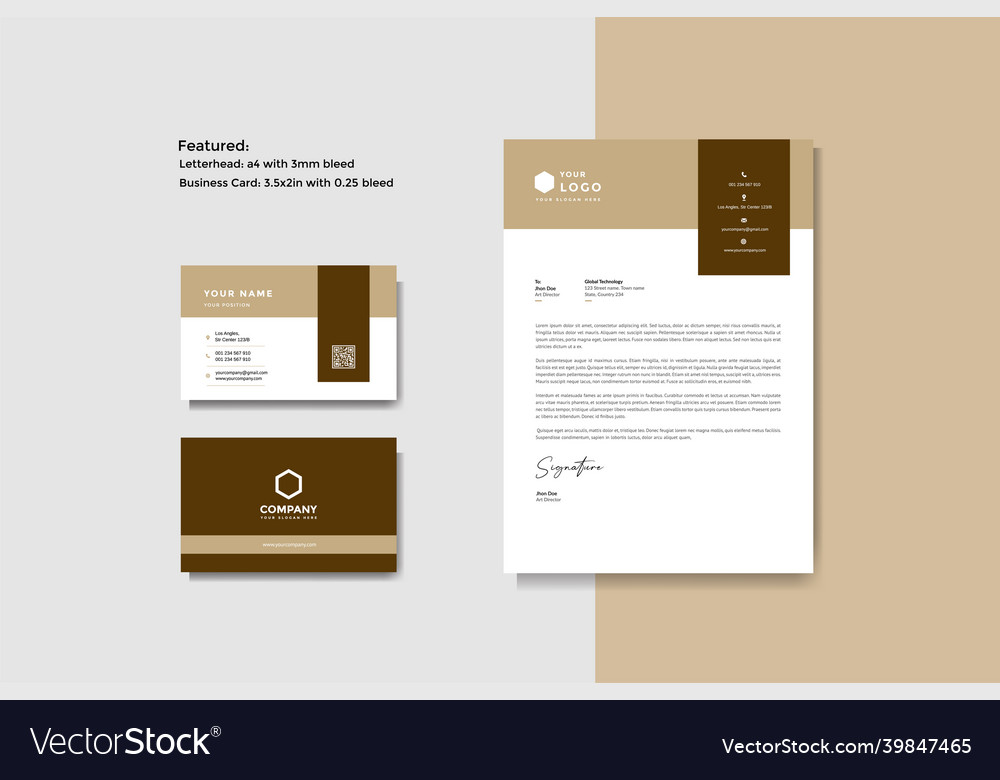 Professional creative letterhead and business Vector Image