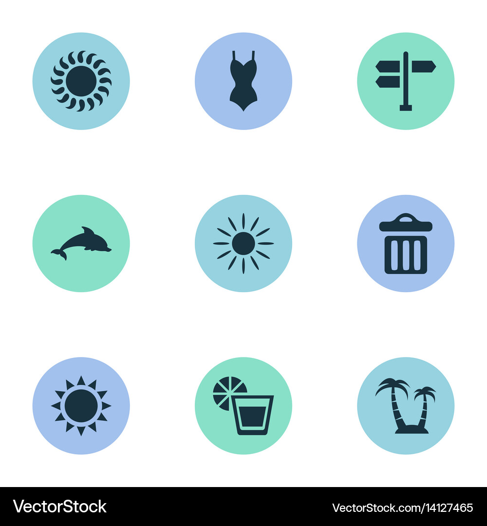 Set of simple seaside icons Royalty Free Vector Image