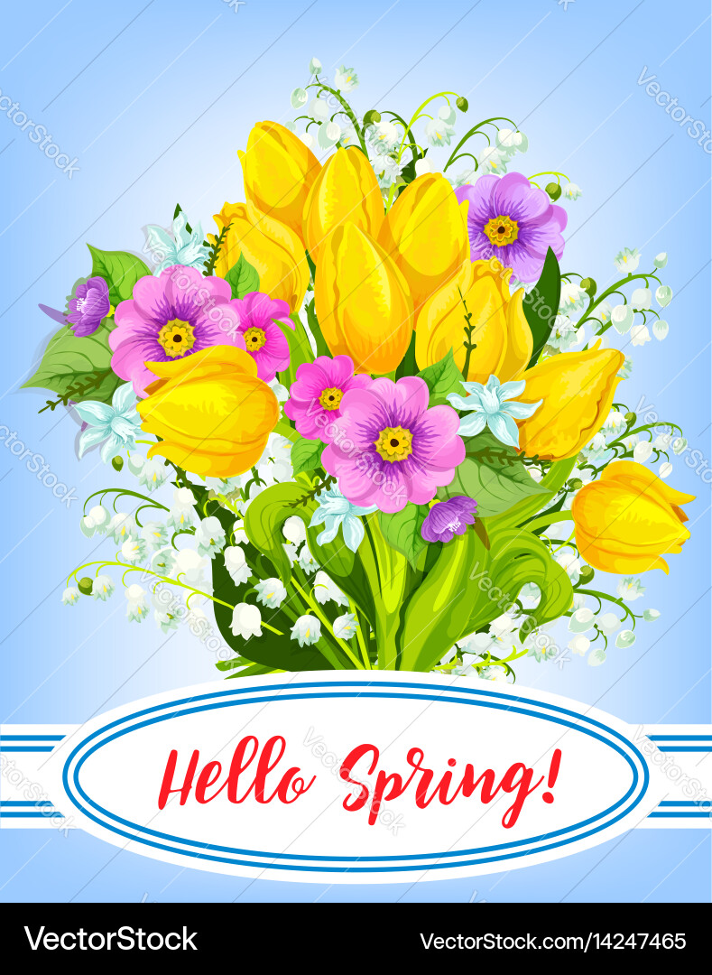 Spring holiday greeting card with flowers Vector Image