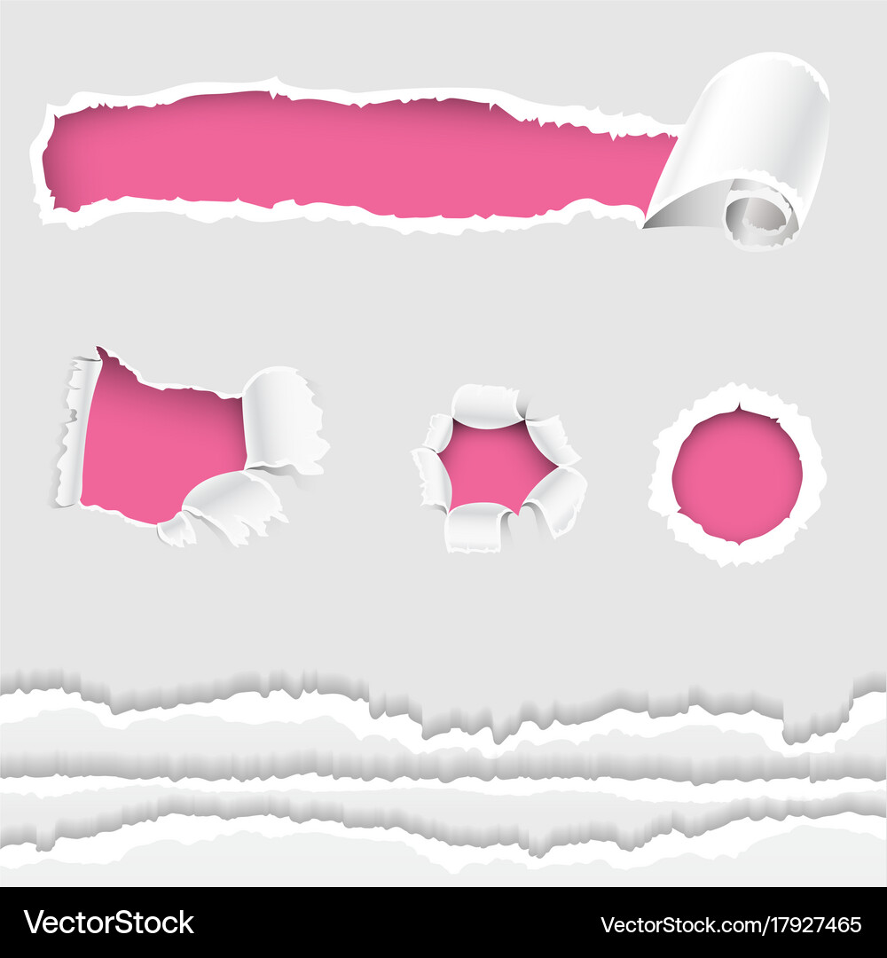 Torn edges hole lacerated ragged paper edge Vector Image
