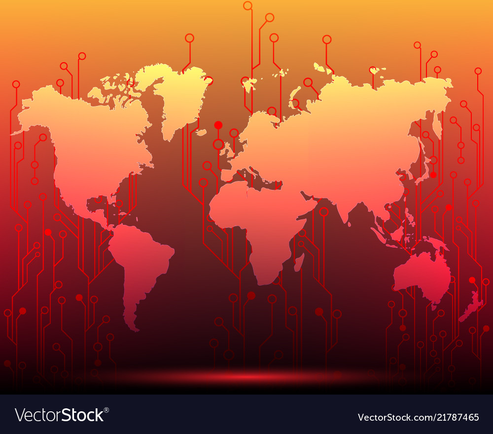 World map cyber attack by hacker concept Vector Image