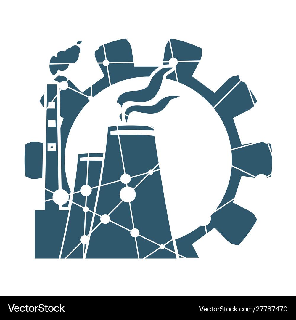 Atom station and gear icons Royalty Free Vector Image