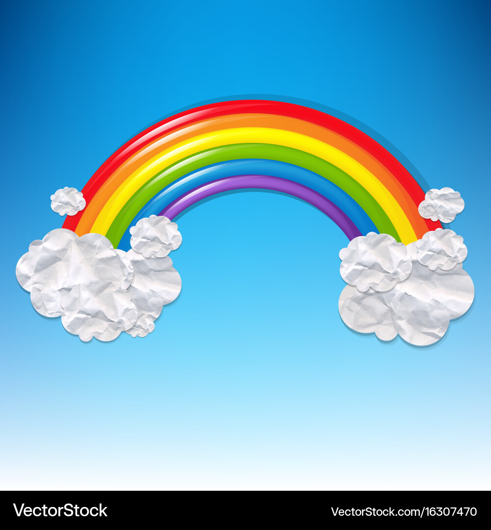 Clouds and colorful rainbow Royalty Free Vector Image