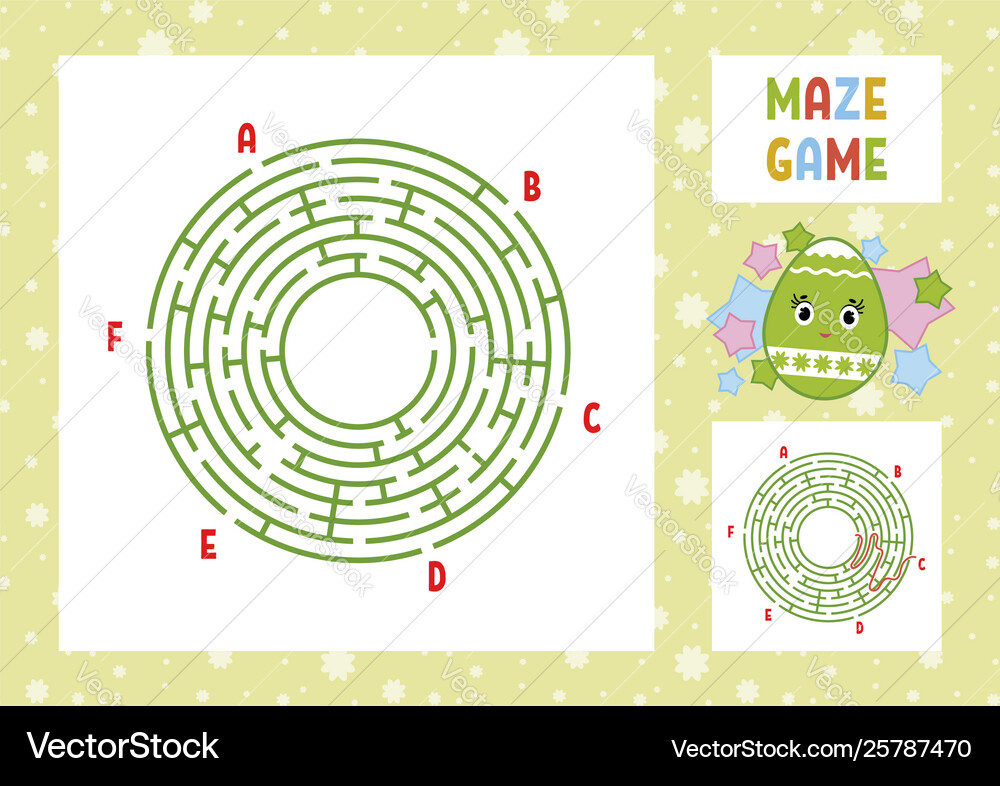 Color round labyrinth kids worksheets activity Vector Image