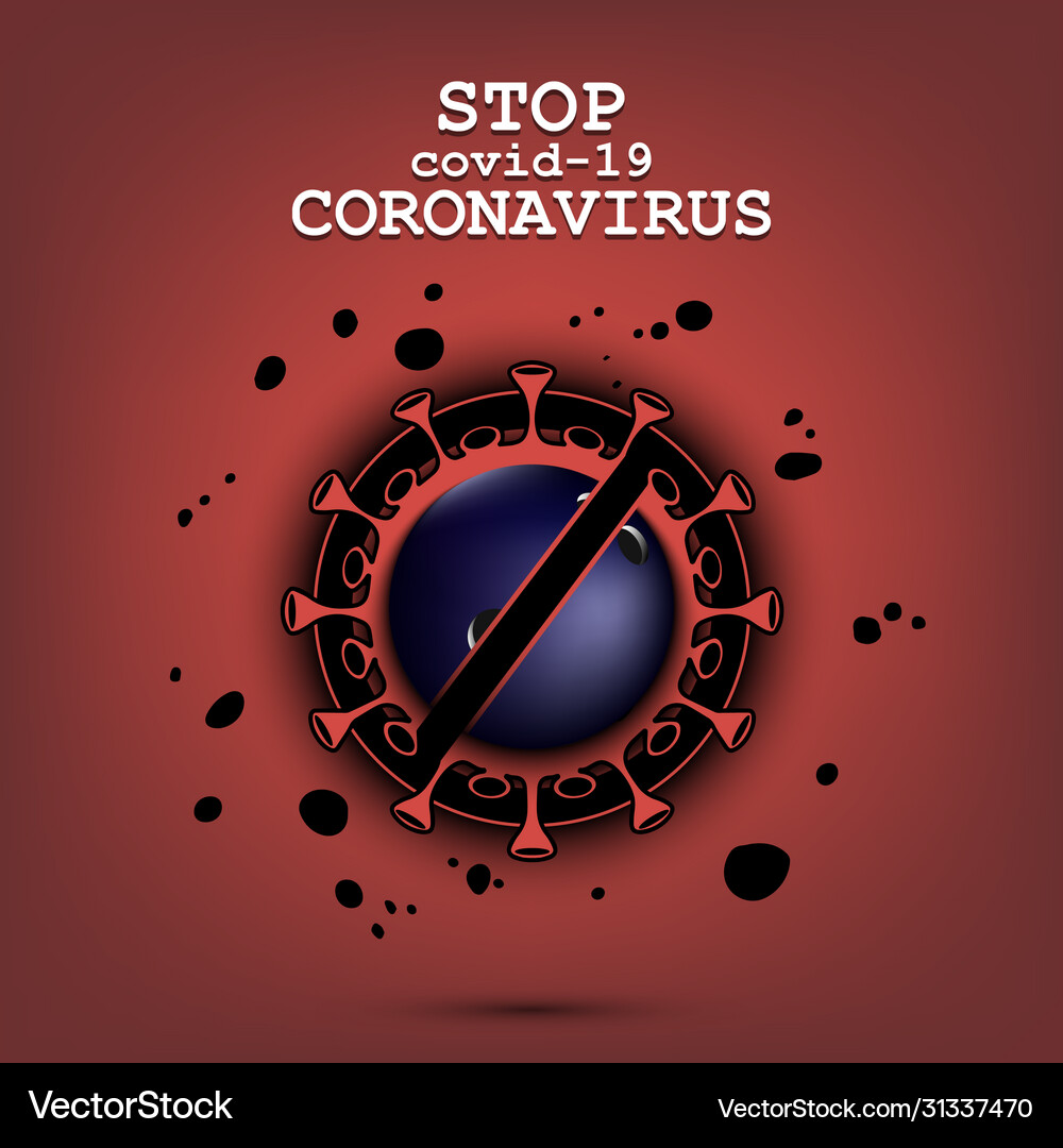 Coronavirus sign with bowling ball Royalty Free Vector Image