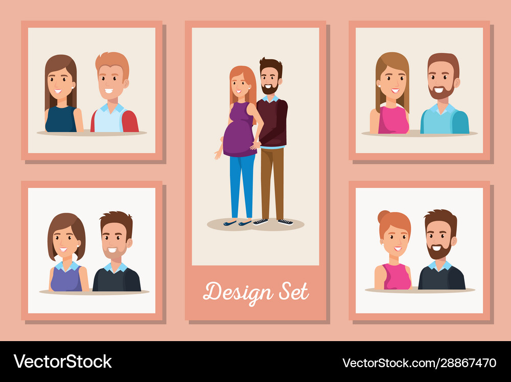 Designs set cute family Royalty Free Vector Image