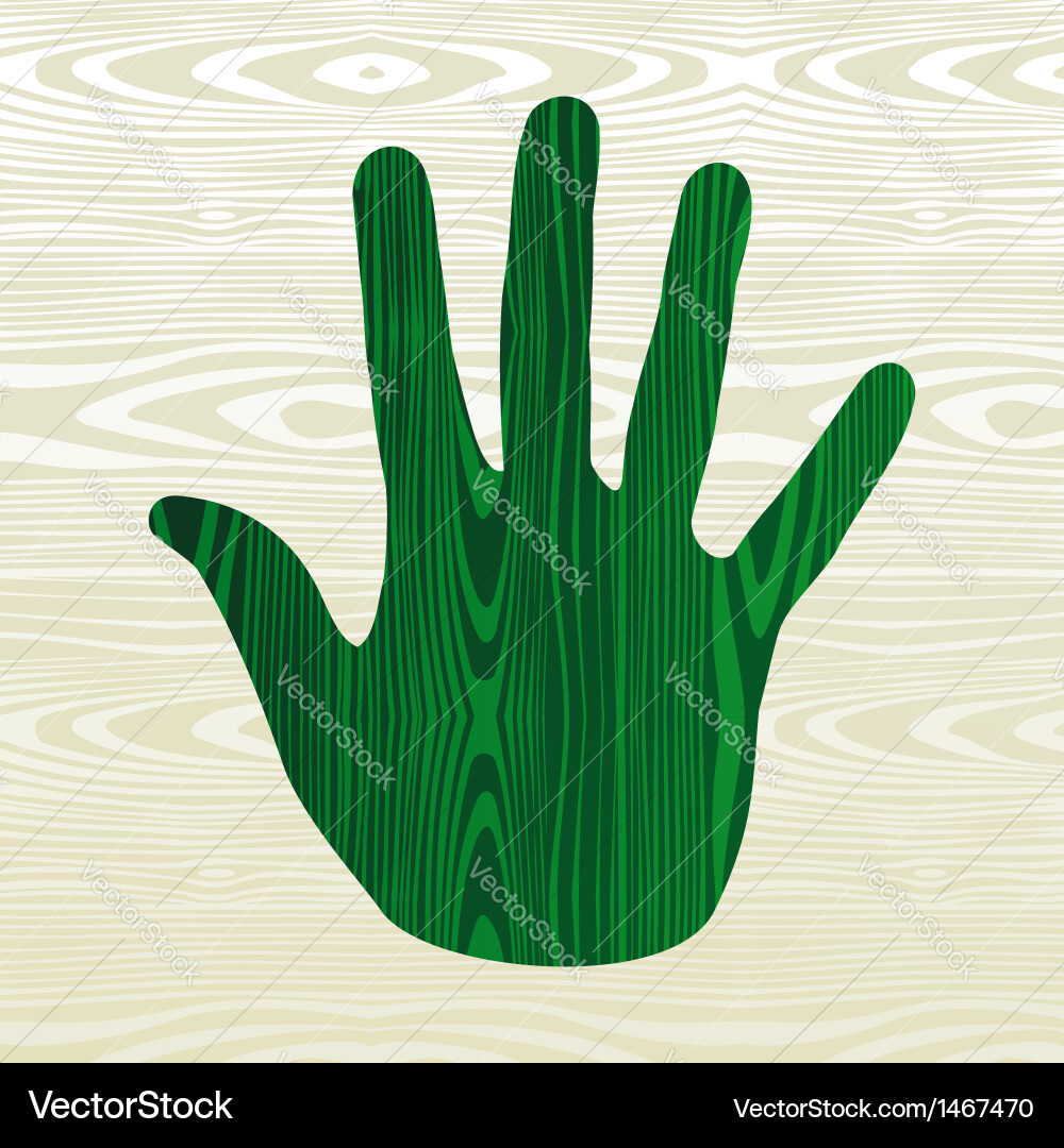 Green hand in wood Royalty Free Vector Image - VectorStock