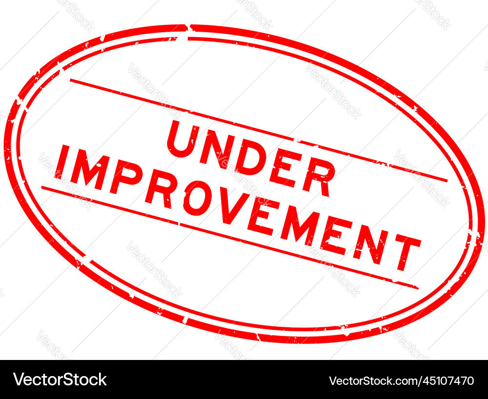 Grunge red under improvement word oval rubber Vector Image