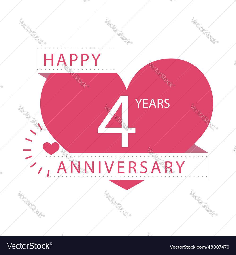 Happy four years anniversary celebration emblem Vector Image Happy four years anniversary celebration emblem Vector Image