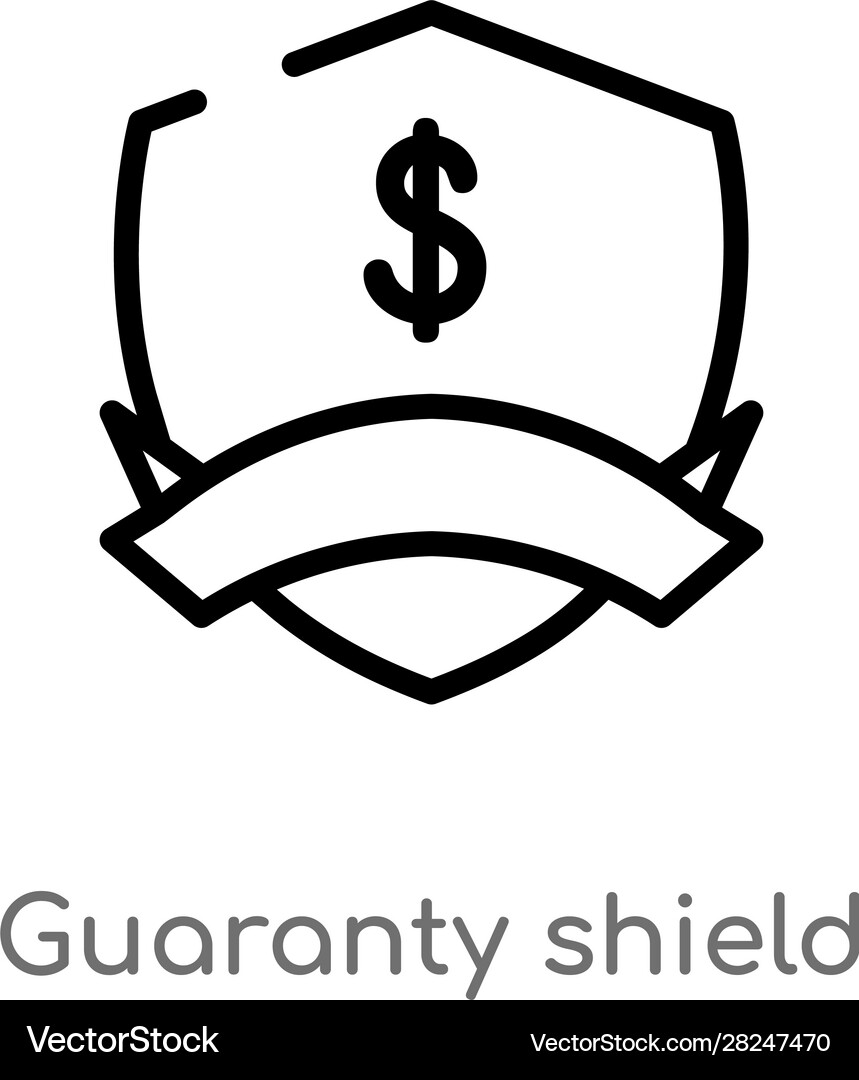 Outline guaranty shield icon isolated black Vector Image