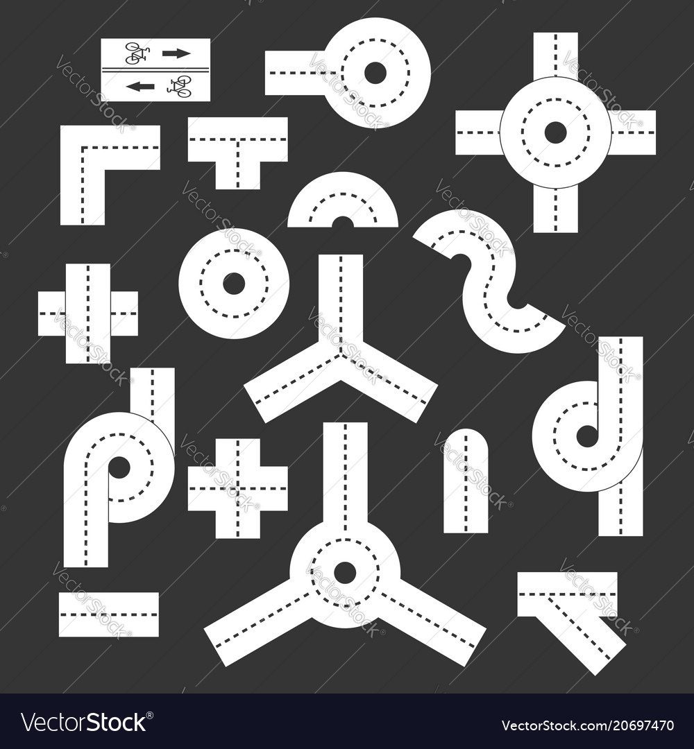 Road direction icon set grey Royalty Free Vector Image