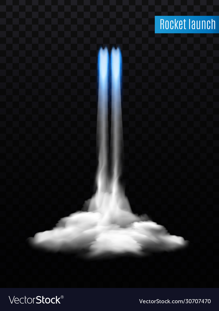 Rocket launch flame composition Royalty Free Vector Image