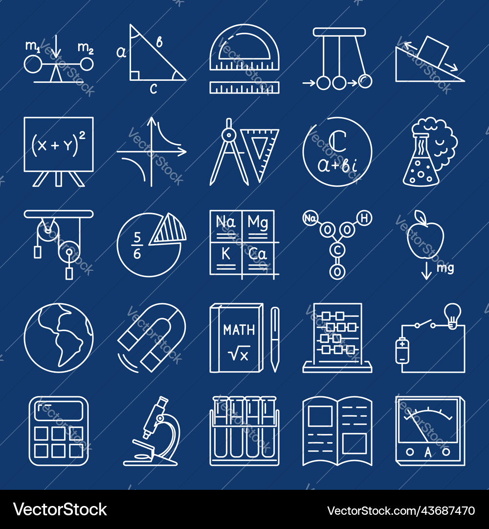 School icons set in line style Royalty Free Vector Image