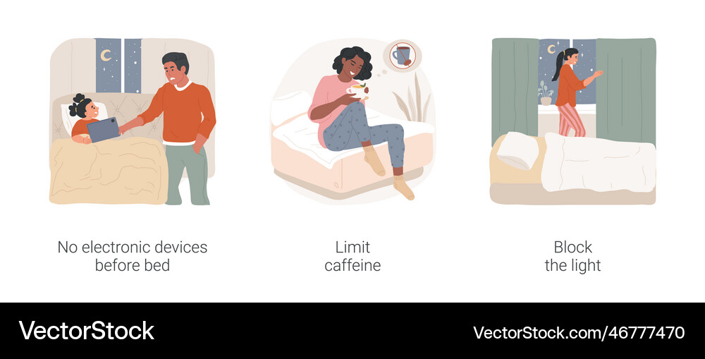 Sleep hygiene isolated cartoon Royalty Free Vector Image