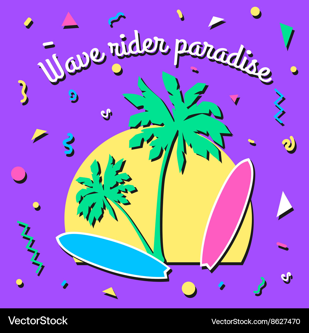 Wave rider paradise - summer background in style Vector Image
