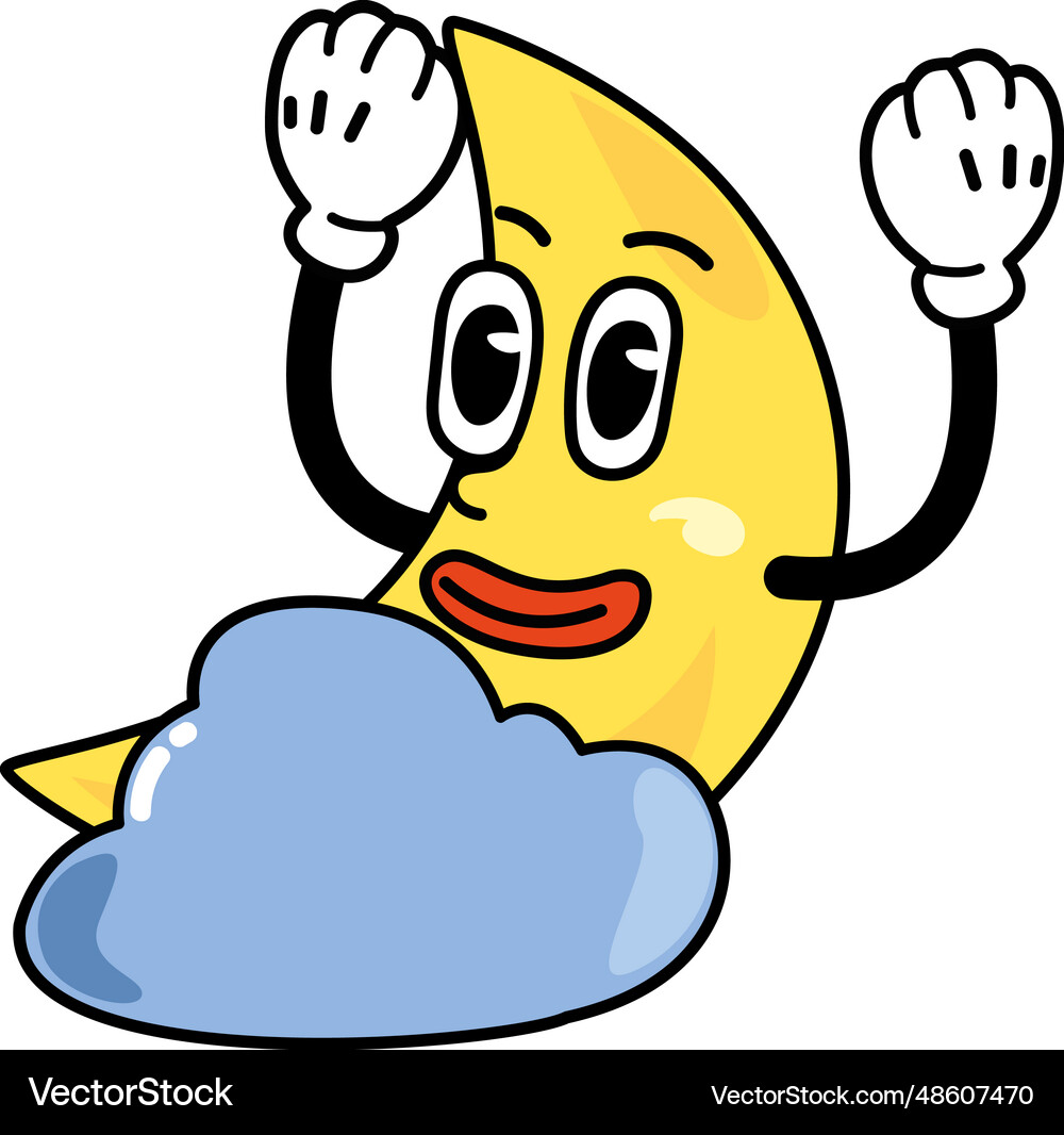 Weather cartoon character night Royalty Free Vector Image