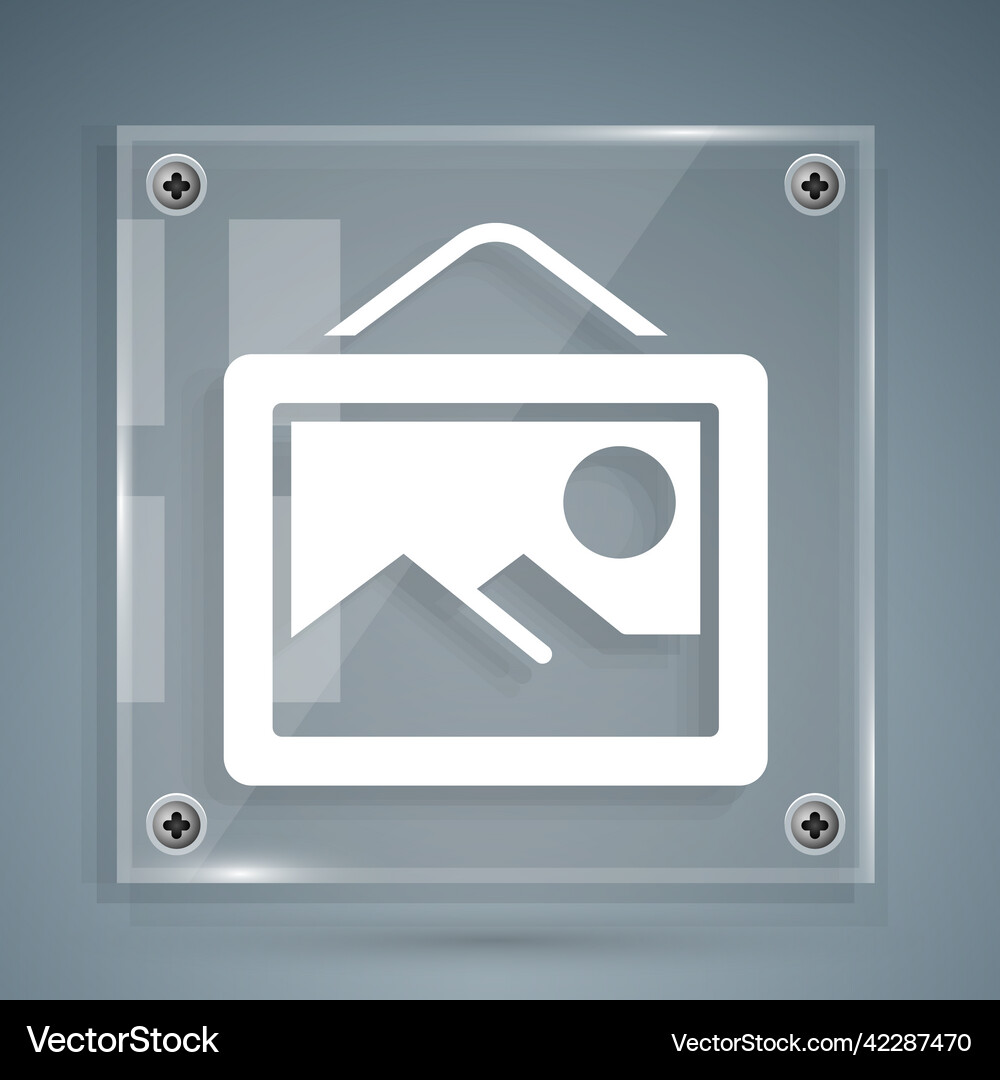 White picture landscape icon isolated on grey Vector Image